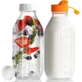 32 oz Glass Milk Bottles with Dispenser Cap, 2 Pack Glass Jars with ...