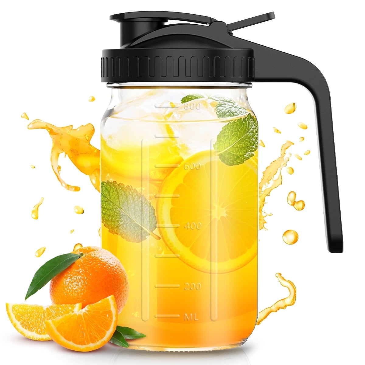 GPED 32 oz Heavy Duty Glass Mason Jar Pitcher, Cold Brew Coffee Maker ...