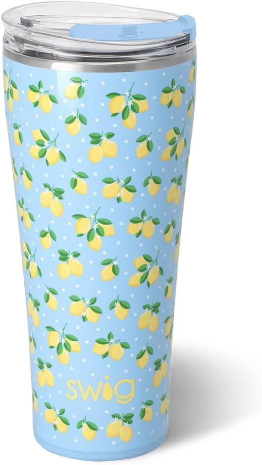 32 oz Insulated Travel Tumbler with Lid and Non-Slip Base – Lemon and ...