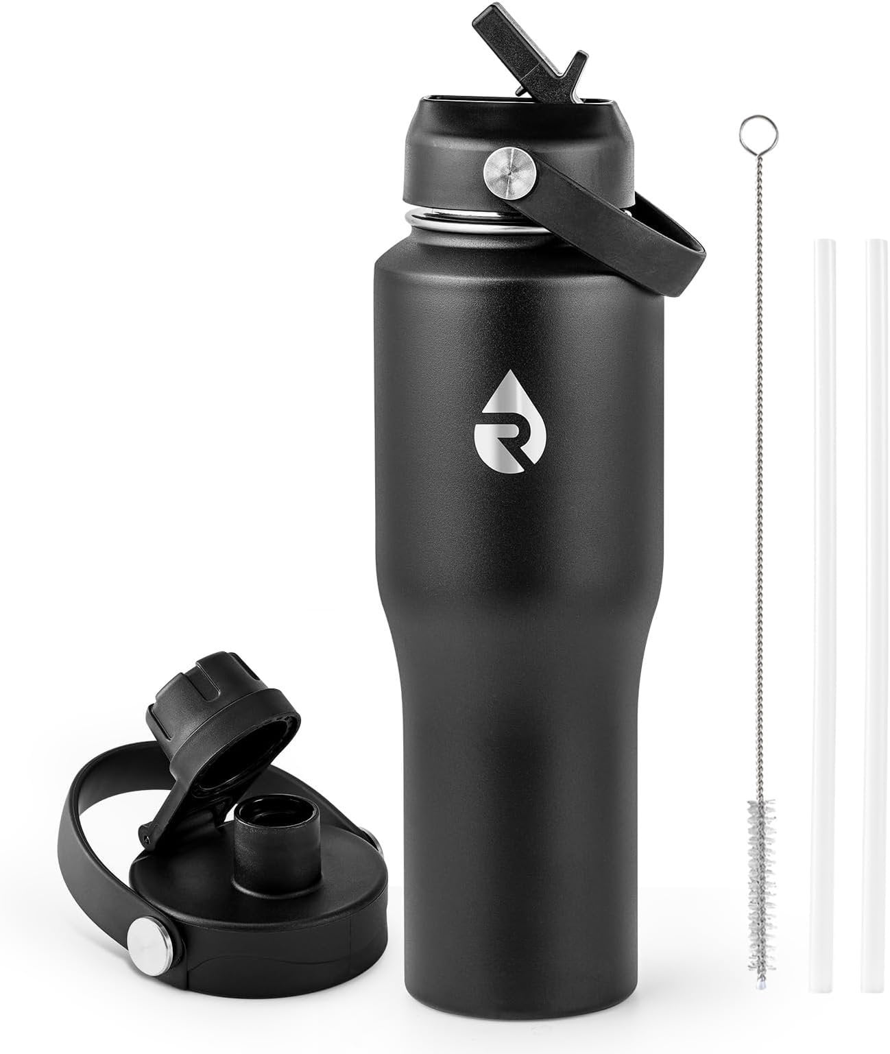 32 oz Insulated Water Bottle with Straw fit in Cup Holder, Triple Wall ...
