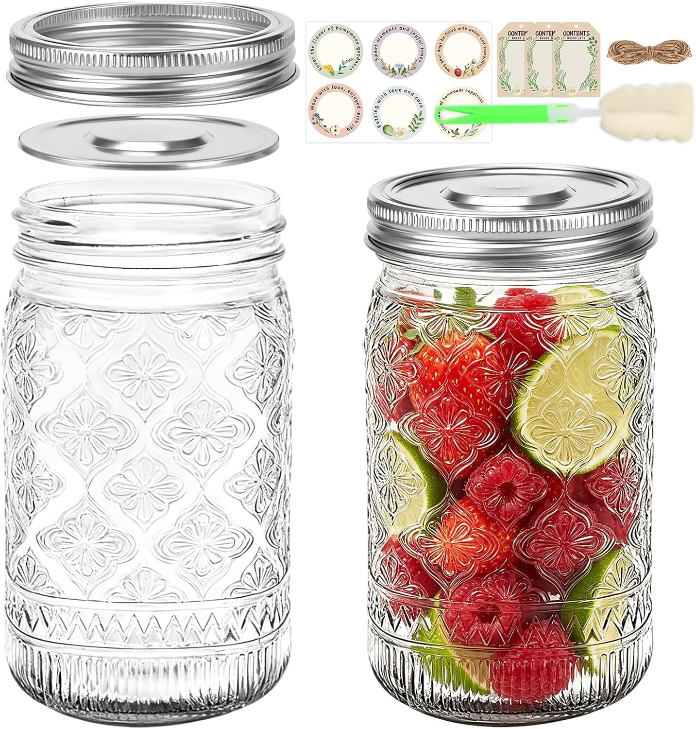 32 oz Mason Jars with Stainless Steel Split Lid, 2-Pack – Wide Mouth ...