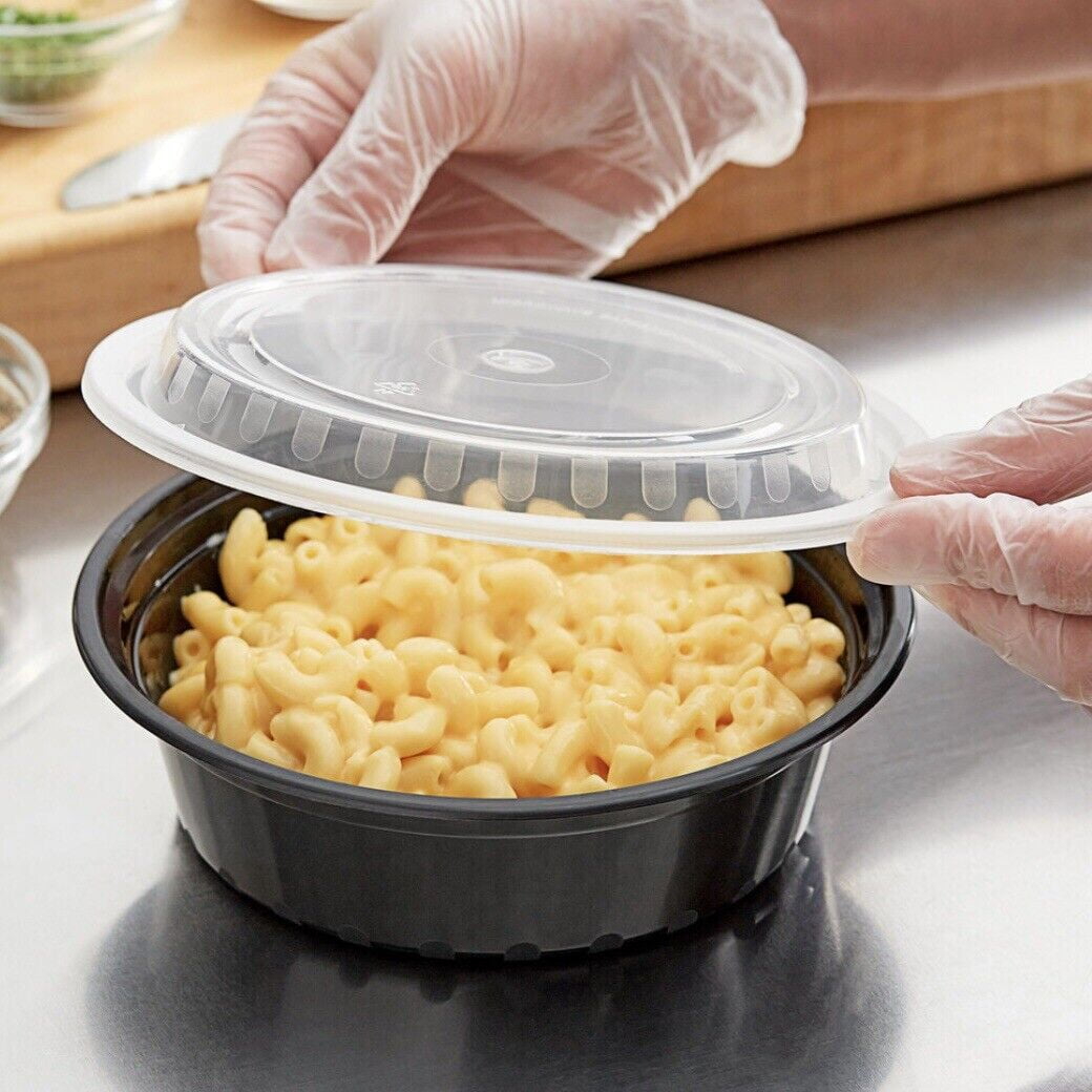 32 oz Plastic 7.25" Round Meal Prep Food Containers with Lids BPA FREE ...