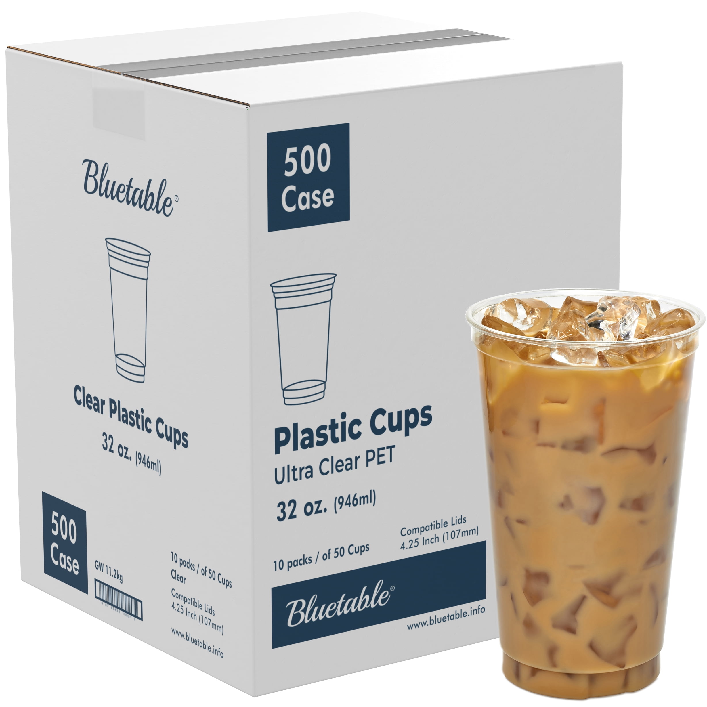 32 oz Plastic Cups - Clear Disposable Cups Bulk [500 Case Pack] Large ...