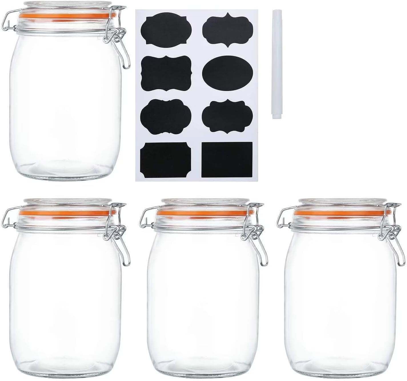 32 oz Wide Mouth Mason Jars With Airtight Hinged Lids, Leak Proof ...