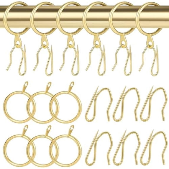 32 pcs Metal Drapery Curtain Rings Curtain Hanging Rings and 32 pcs ...