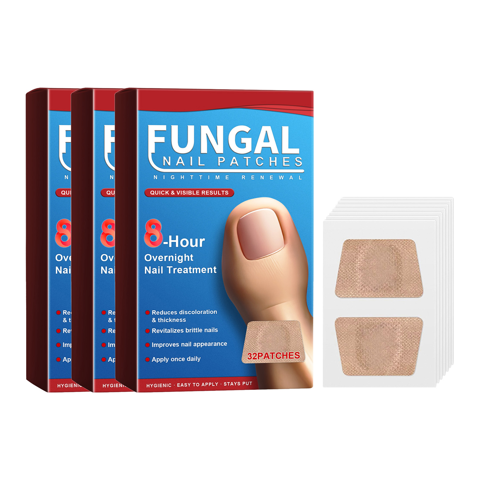 32 pcs Toenail Repairing Patch Extra Strength-8-Hrs Overnight Nail ...