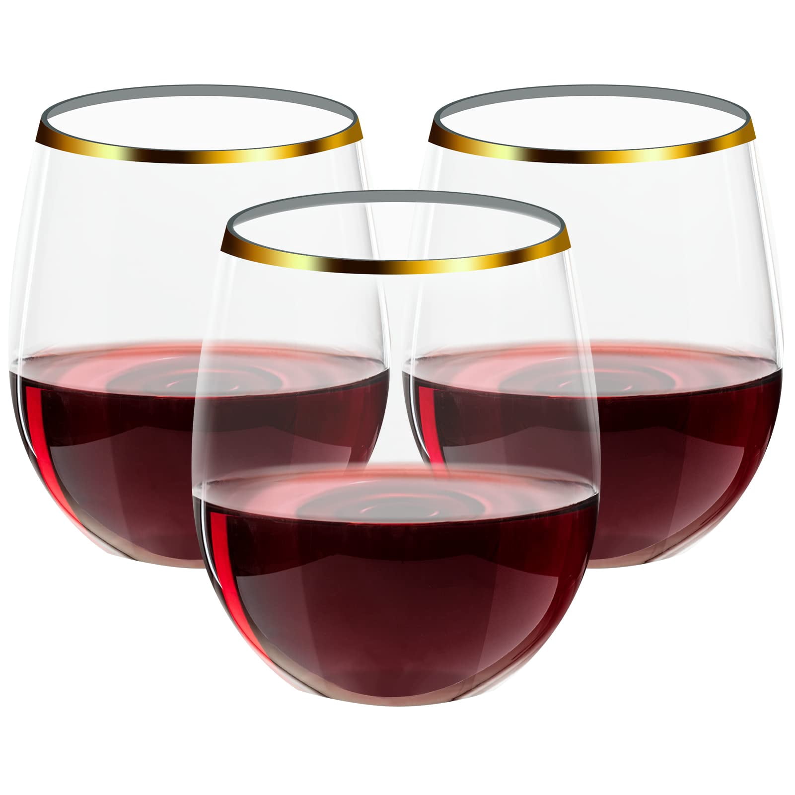 32-piece pack of 12oz plastic wine glasses, handleless disposable wine ...