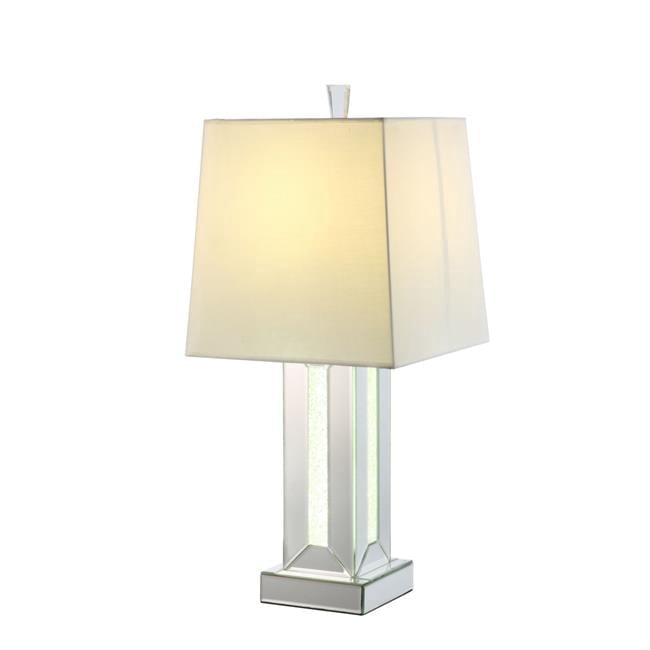 32 x 13 x 13 in. Mirrored Glass & Faux Crystal Table Lamp with White ...