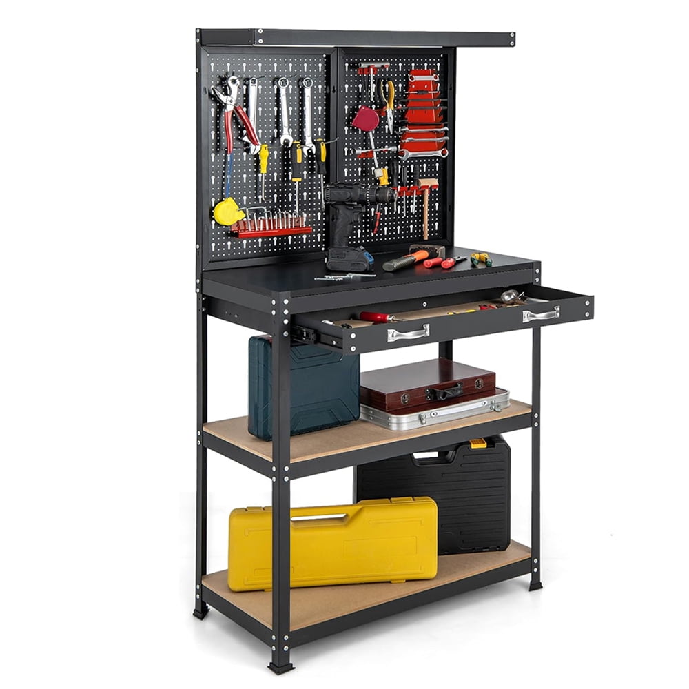 32" x 16" Multi-use Workbench, Workbench with Pegboard, Heavy-Duty Work ...