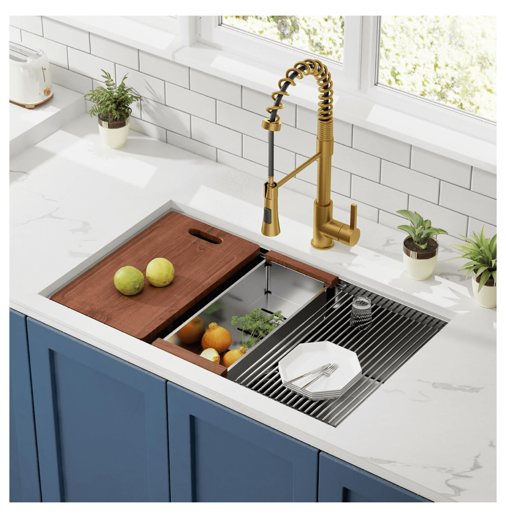 32 x 18 inch Undermount Workstation Sink, Stainless Steel Single Bowl ...