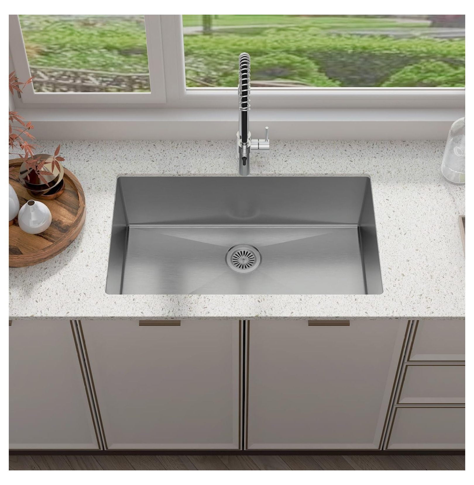 32" x 19" x 10" Undermount Single Bowl Kitchen Sink with 18 Gauge 304 ...