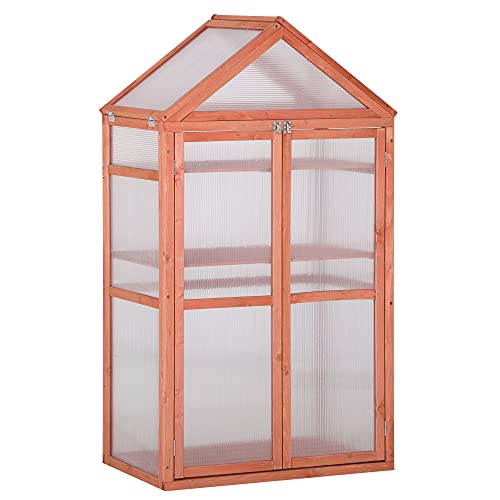 32" x 19" x 54" Garden Wood Cold Frame Greenhouse Flower Planter with ...