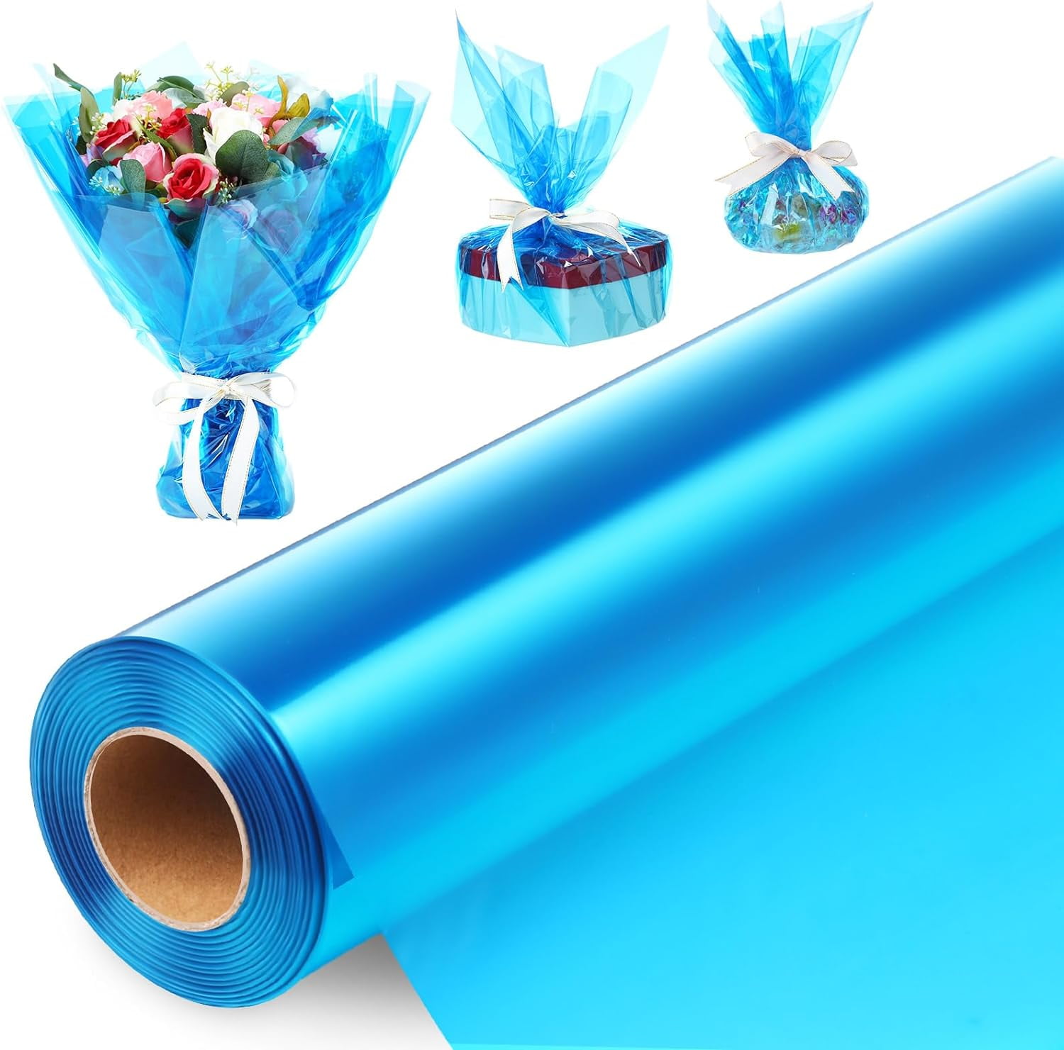 32 in x 200 ft Cellophane Wrap Roll Colored Transparent Wrapping Paper ...
