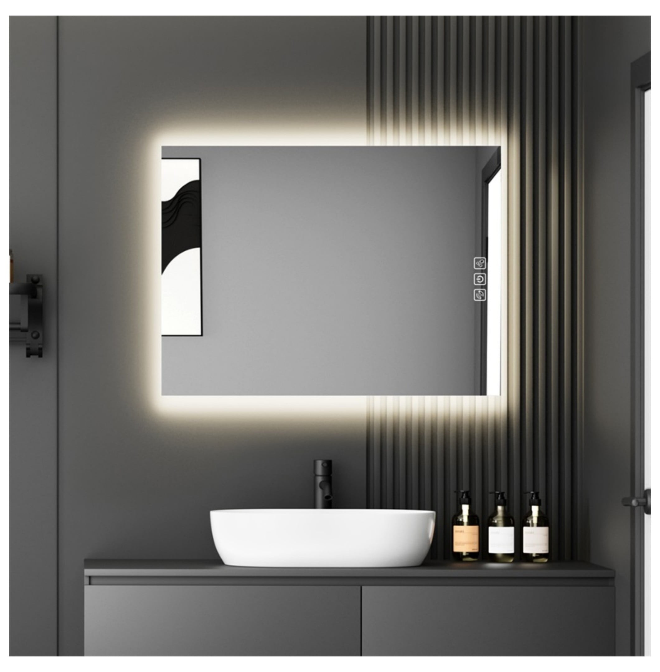 32" x 24" LED Bathroom Mirror Bright Backlight, 5 Mins Defog, Full ...