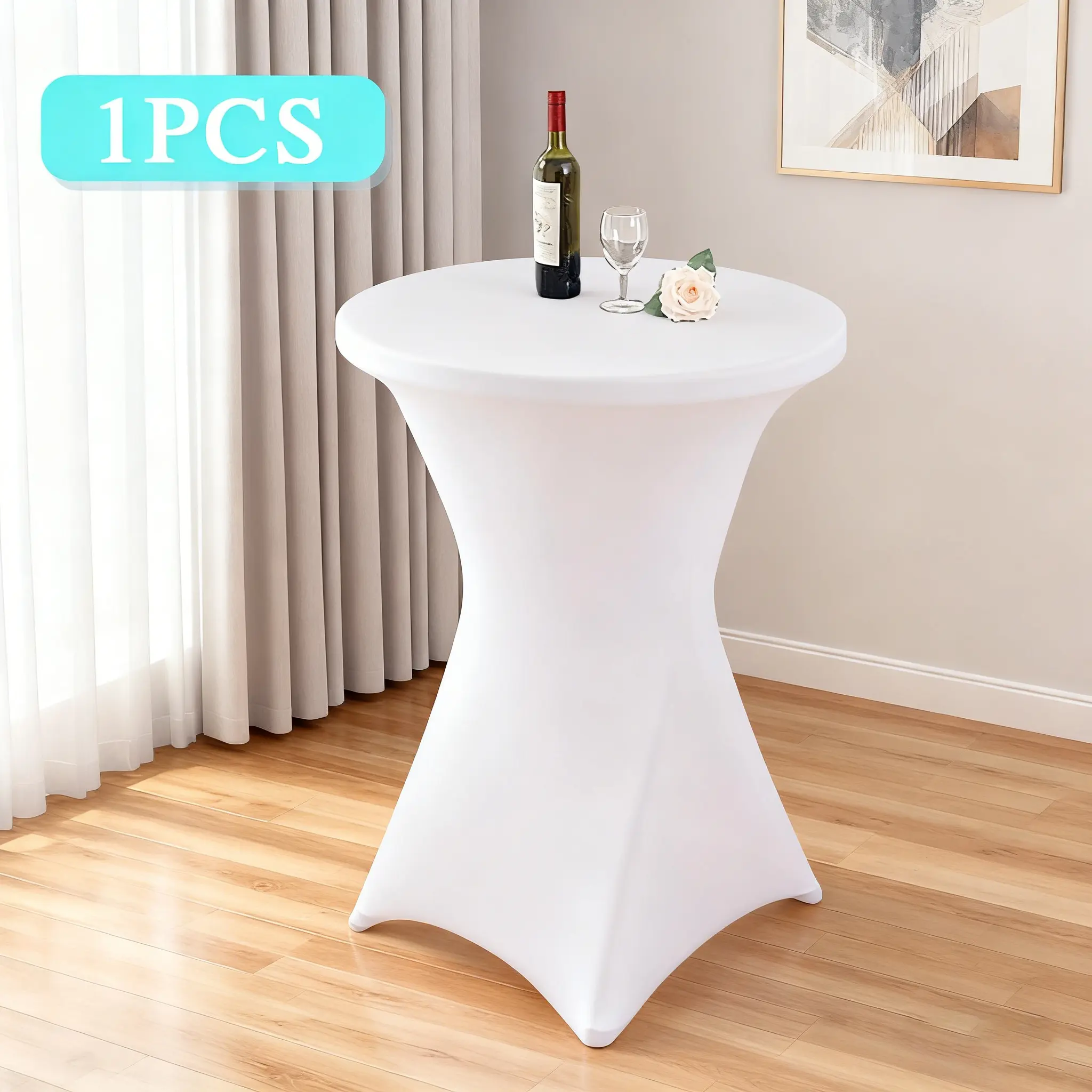 32" x 43" Stretch Spandex Cocktail Tablecloth, Fitted Round Highboy ...