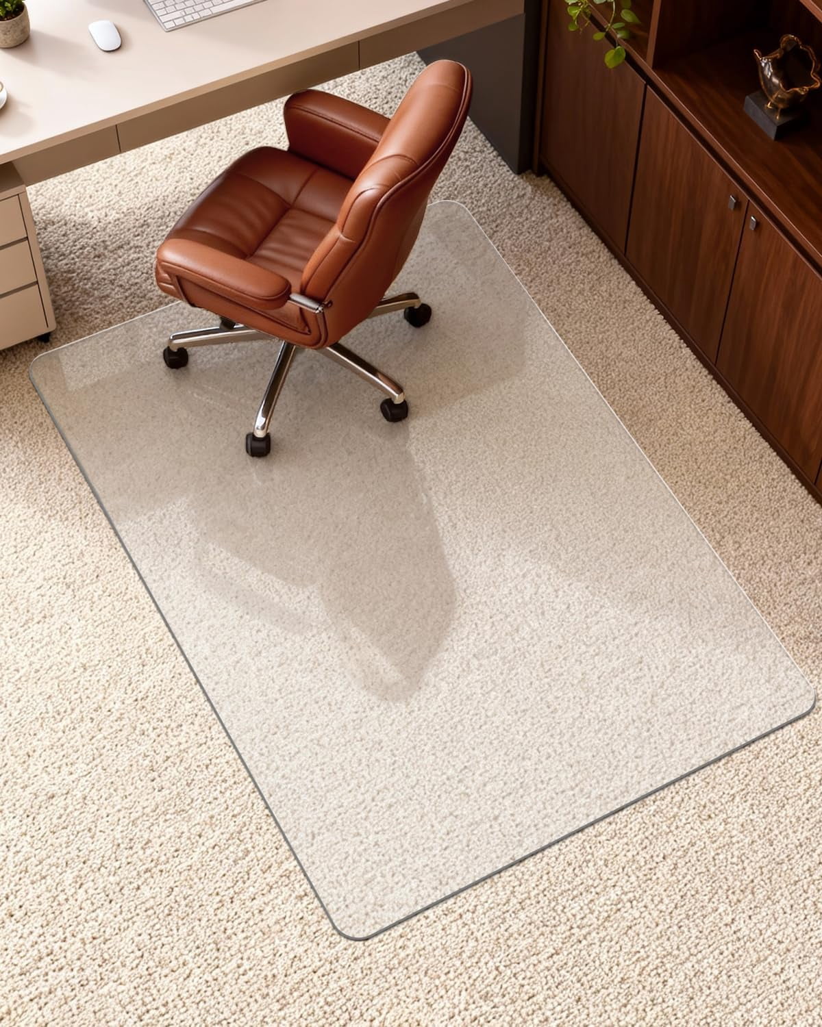 32" x 47.2" Hard Frosted Office Chair Mat, Anti-Slip Heavy Duty Floor ...