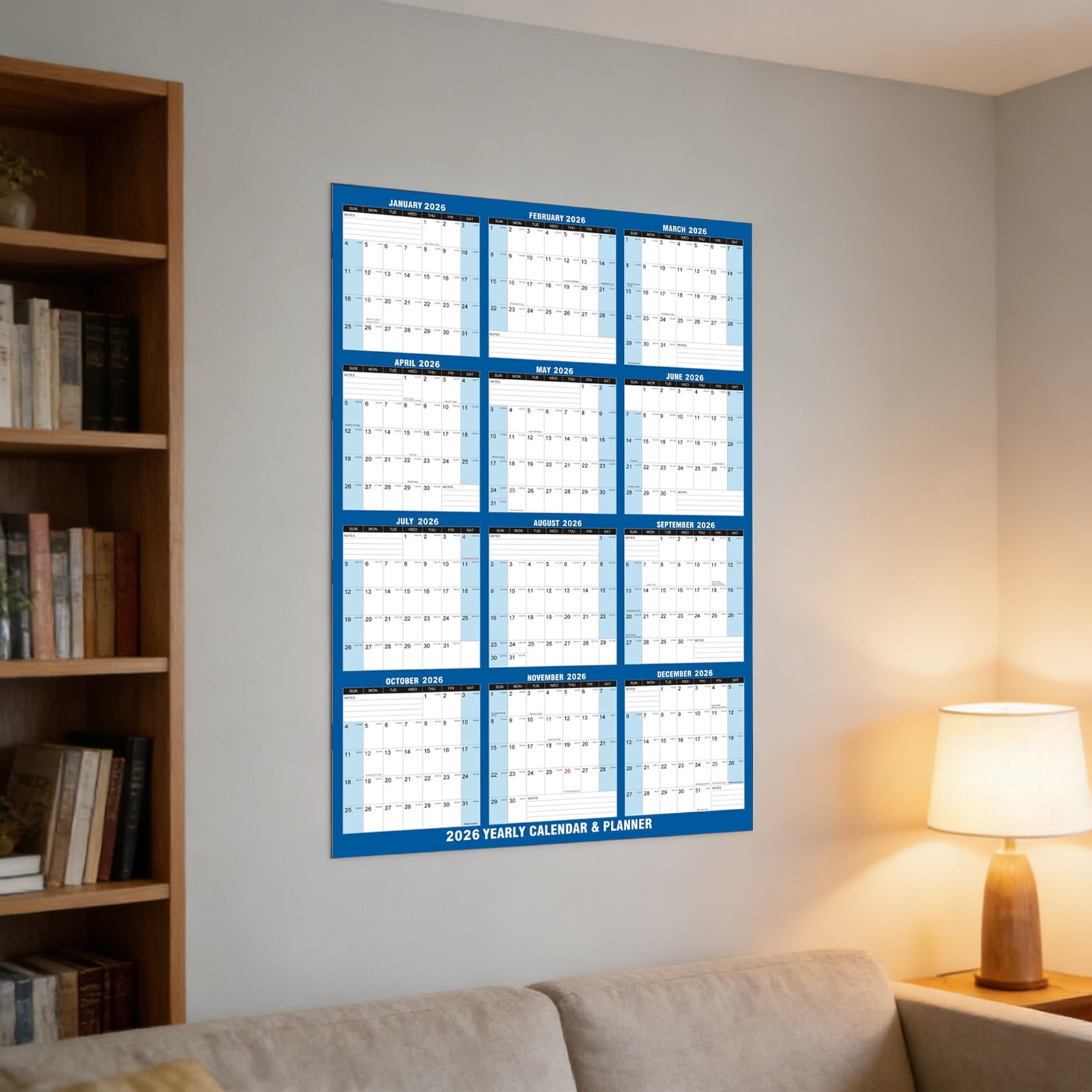 32" x 48" Large 2026 Yearly Calendar & Planner - Erasable Wet & Dry ...