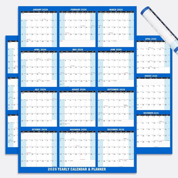 32" x 48" Wall Calendar 2026 Large Wet & Dry Erase with Dry-Erase ...