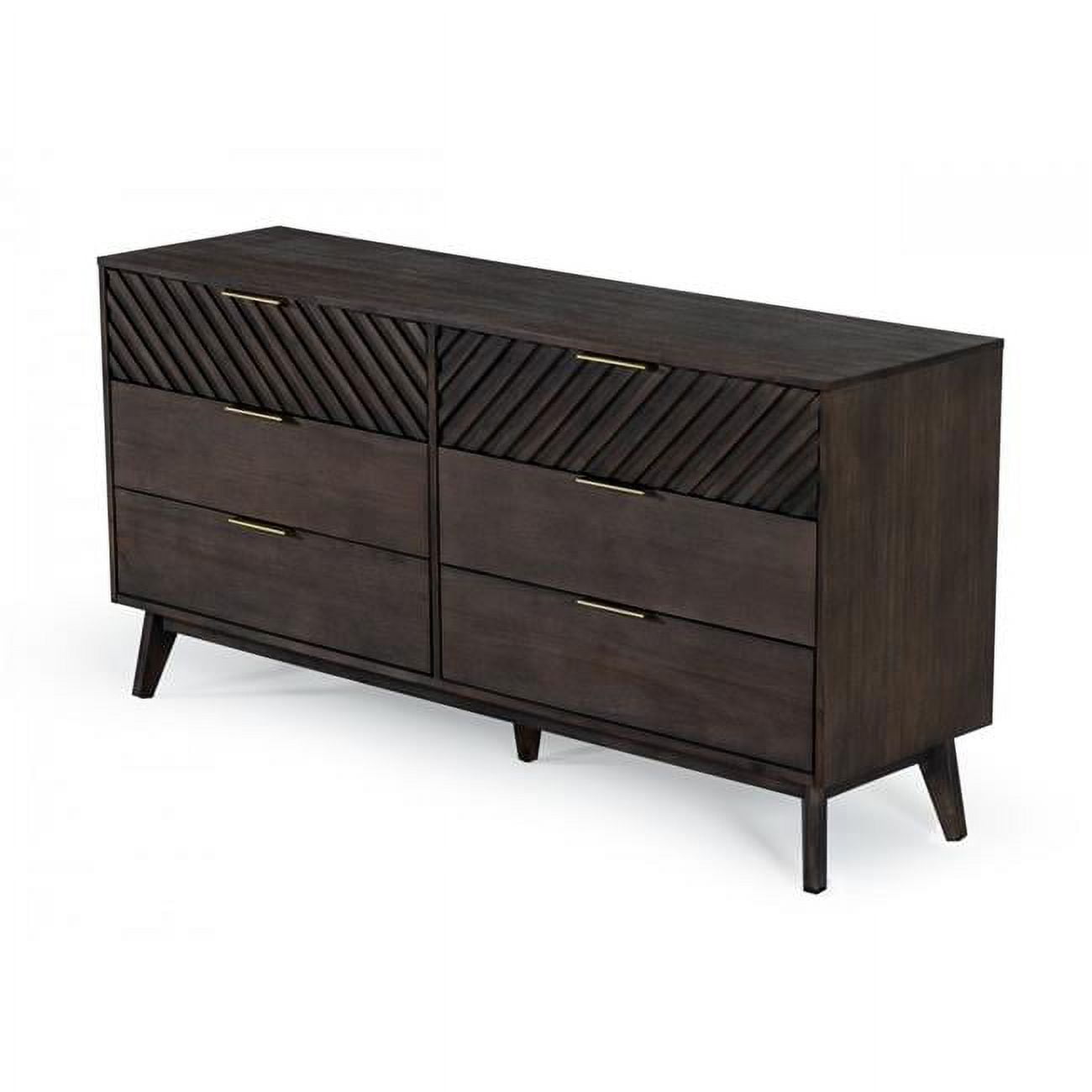 32 x 65 x 18 in. Dark Brown Solid Wood Six Drawers Double Dresser ...