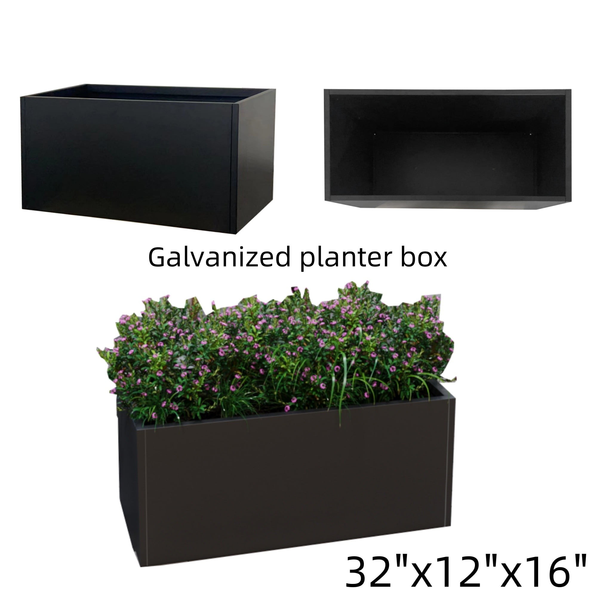 32"x12"x16" Planter Box with Drainage Holes for Outdoor Plants Garden ...