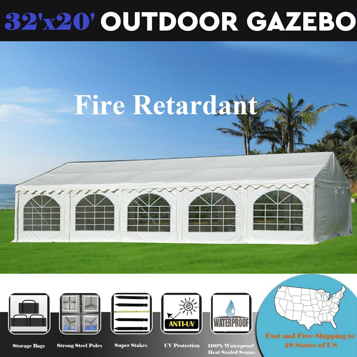 32'x20' PVC Fire Retardant Party Tent Wedding Canopy Shelter - White ...