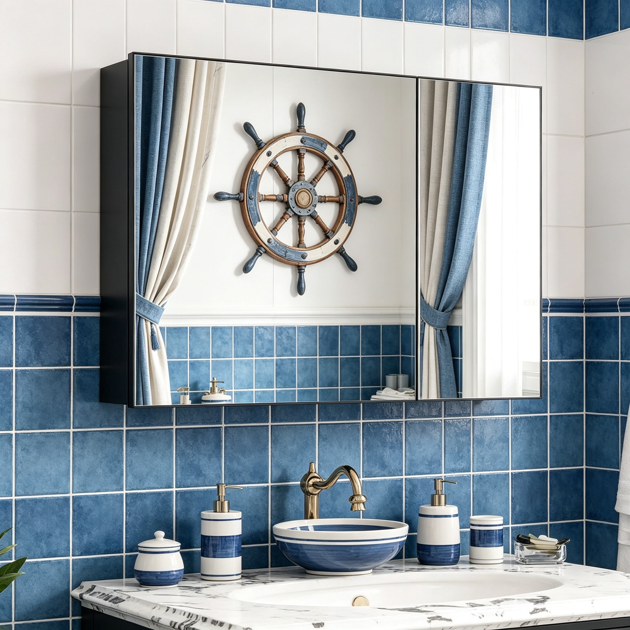 32"x24" Farmhouse Medicine Cabinet, Tempered Frameless Bathroom Mirror ...