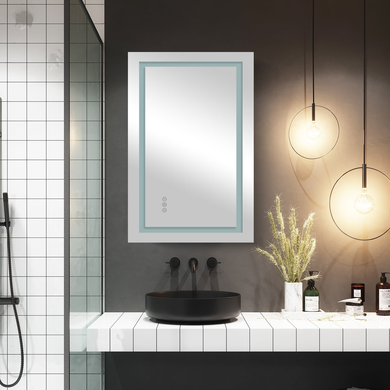 32"x24" Frameless Bathroom LED Mirror,Anti-Fog,Dimmable,Wall Mounted ...