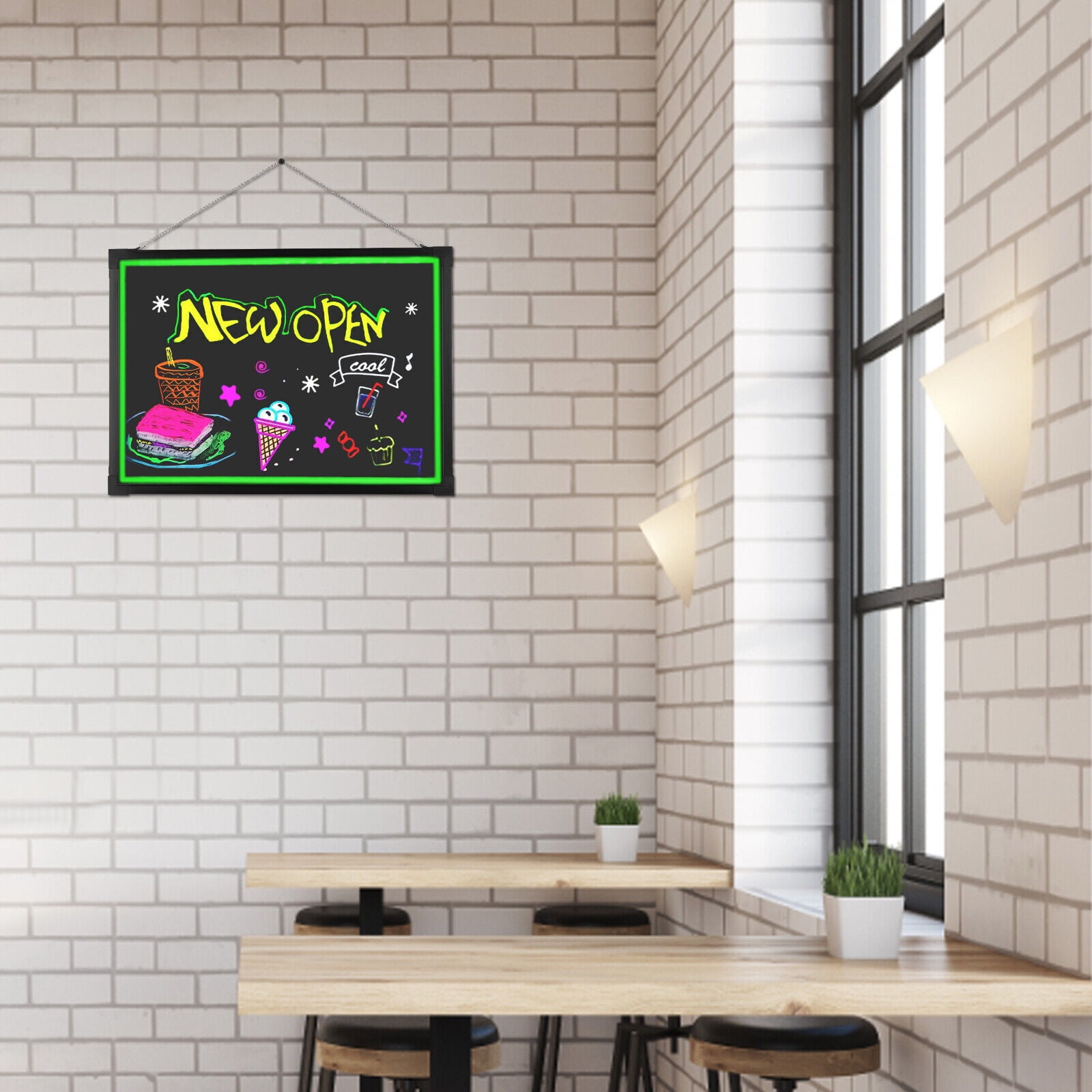 32"x24" LED Light Up Writing Board Flashing Message Illuminated Menu ...