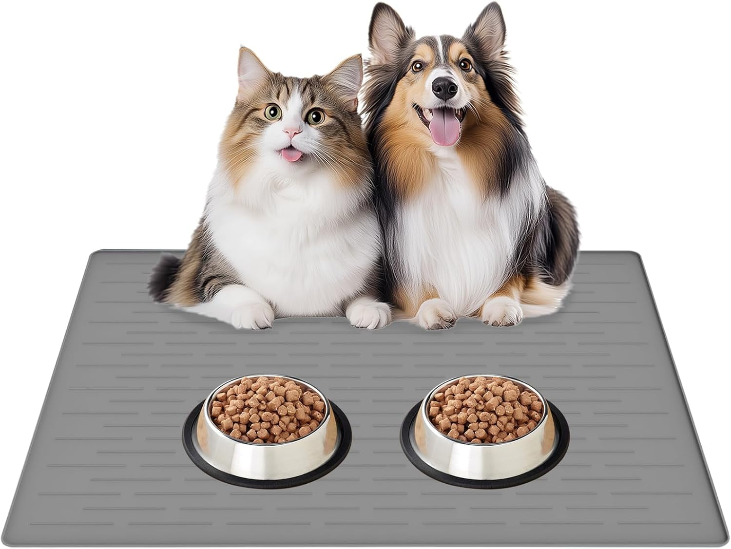 32"x24" Large Silicone Pet Feeding Mat, Waterproof Non-Slip Dog and Cat ...