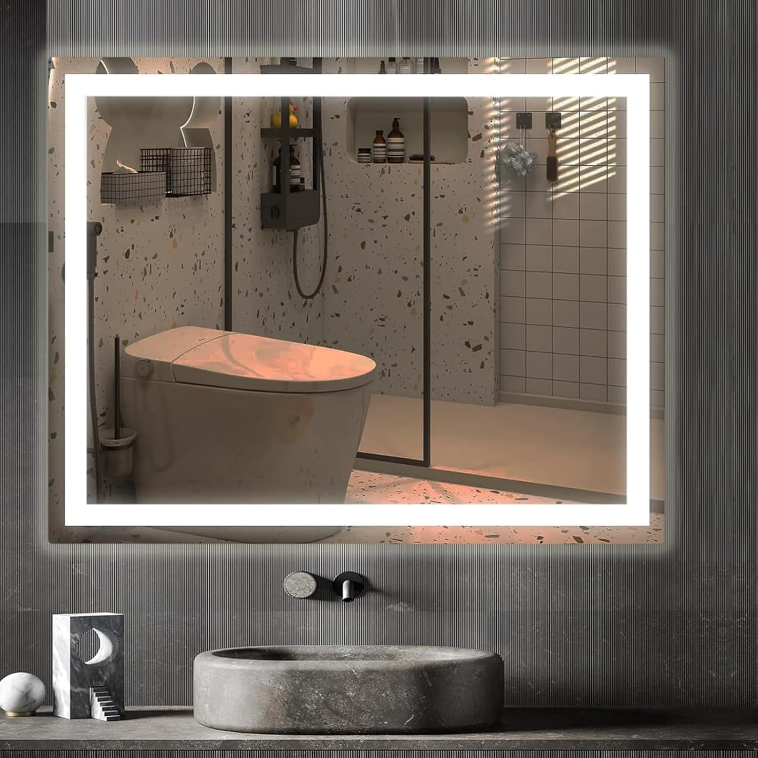 32"x24" Wall-Mounted LED Bathroom Mirror with Lights - Frontlit Super ...