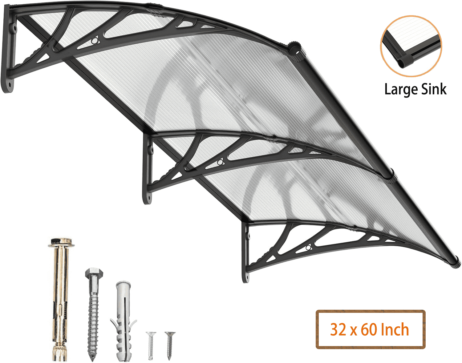 32"x60" Door Window Awning Canopy over Balcony with Large Sink ...