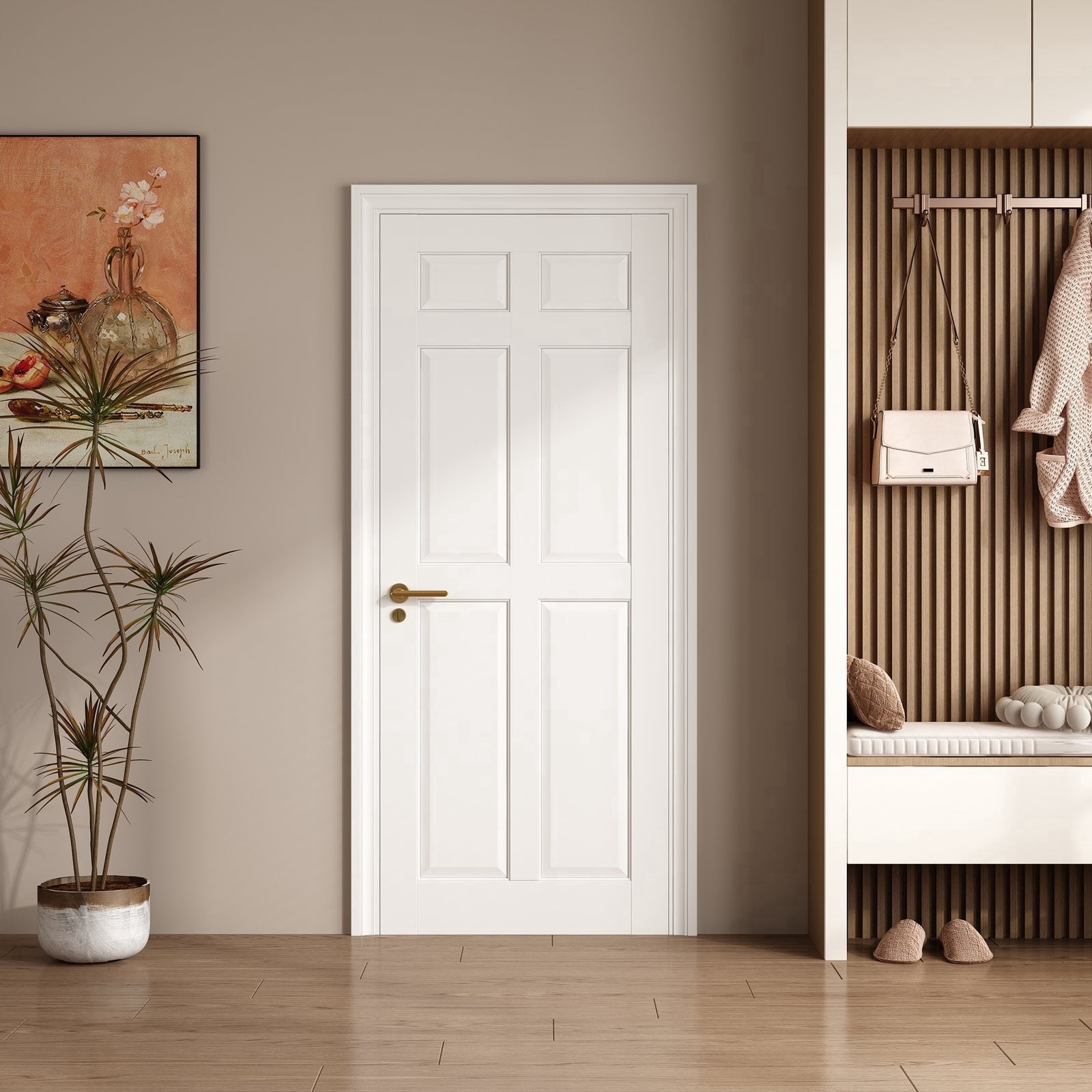 32"x80" 6-Panel Interior French Door Slab, Solid Core MDF Bedroom ...