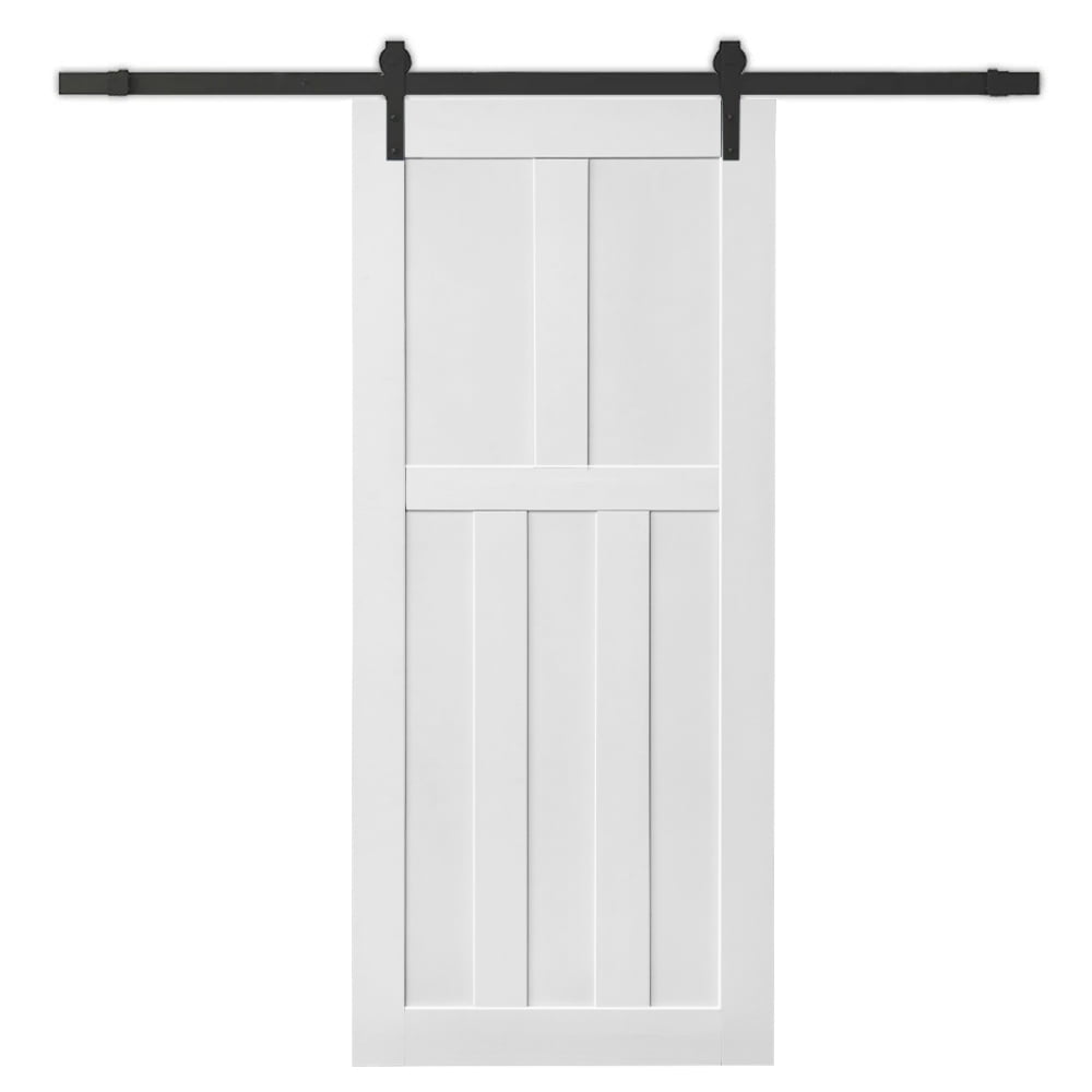 32”x84” Primed 5 Panel Modern Interior Barn Door Slab Pre-hung ...