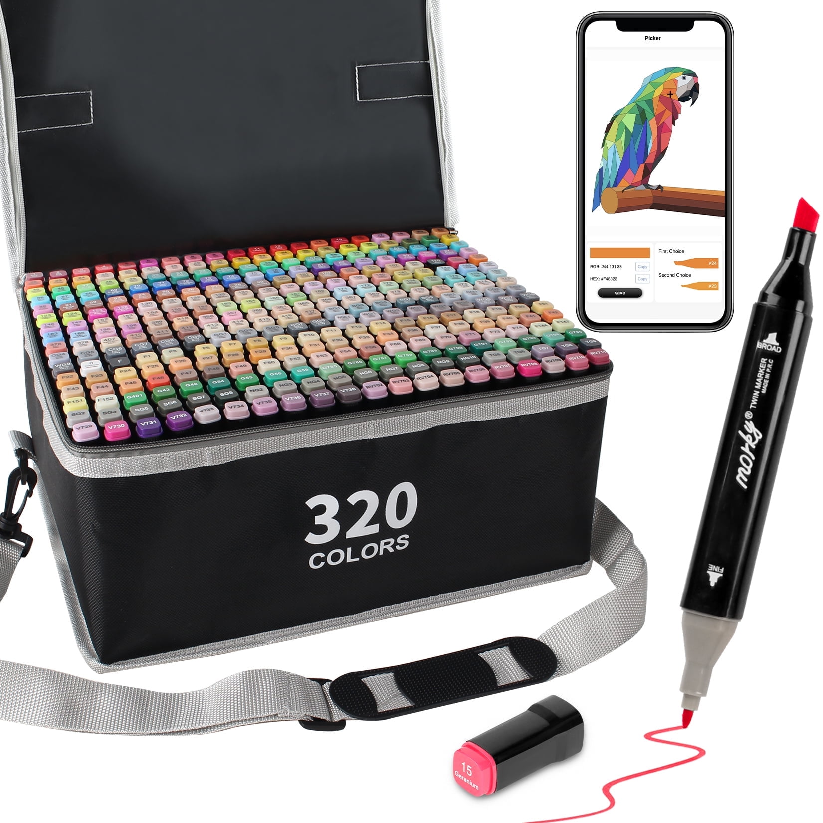 320 Colors Alcohol Markers with Free App, ‎Chisel Tip and Fine Tip ...