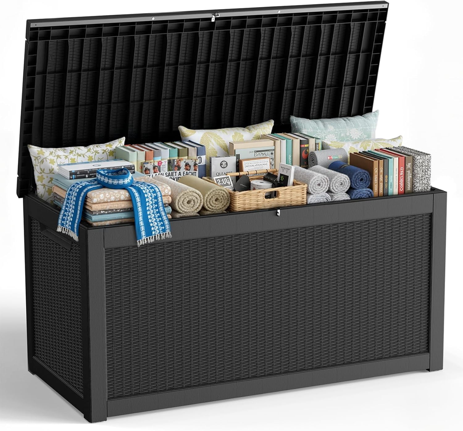 320 Gallon Outdoor Storage Box, Large Waterproof UV Resistant Deck Box ...