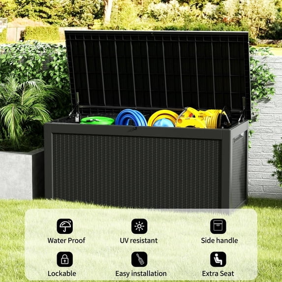 Hemoton Black Outdoor Garden Waterproof Storage Box with Extra Large ...
