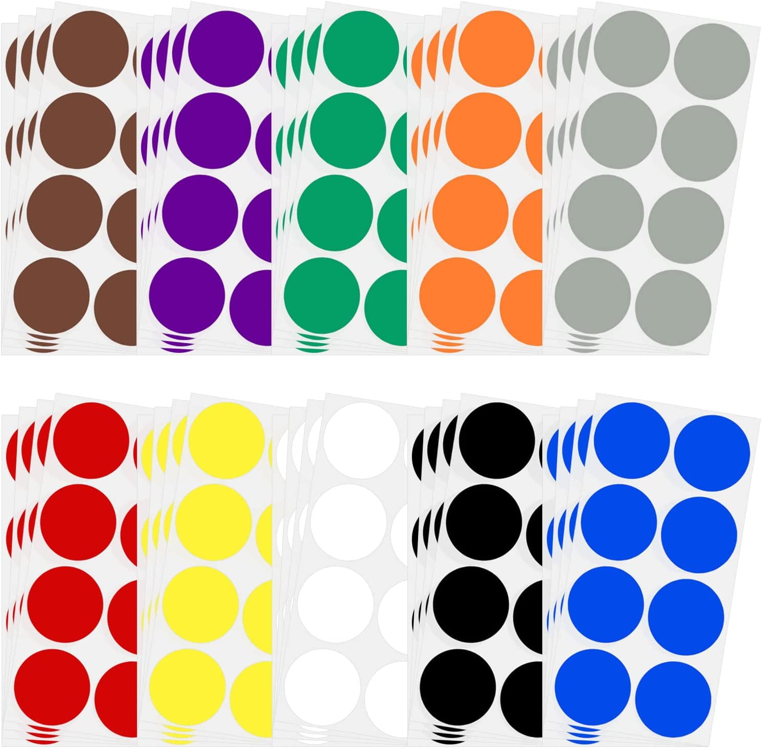 320 PCS Color Coding Labels 2" Round Coding Sticker 10 Assorted Self ...