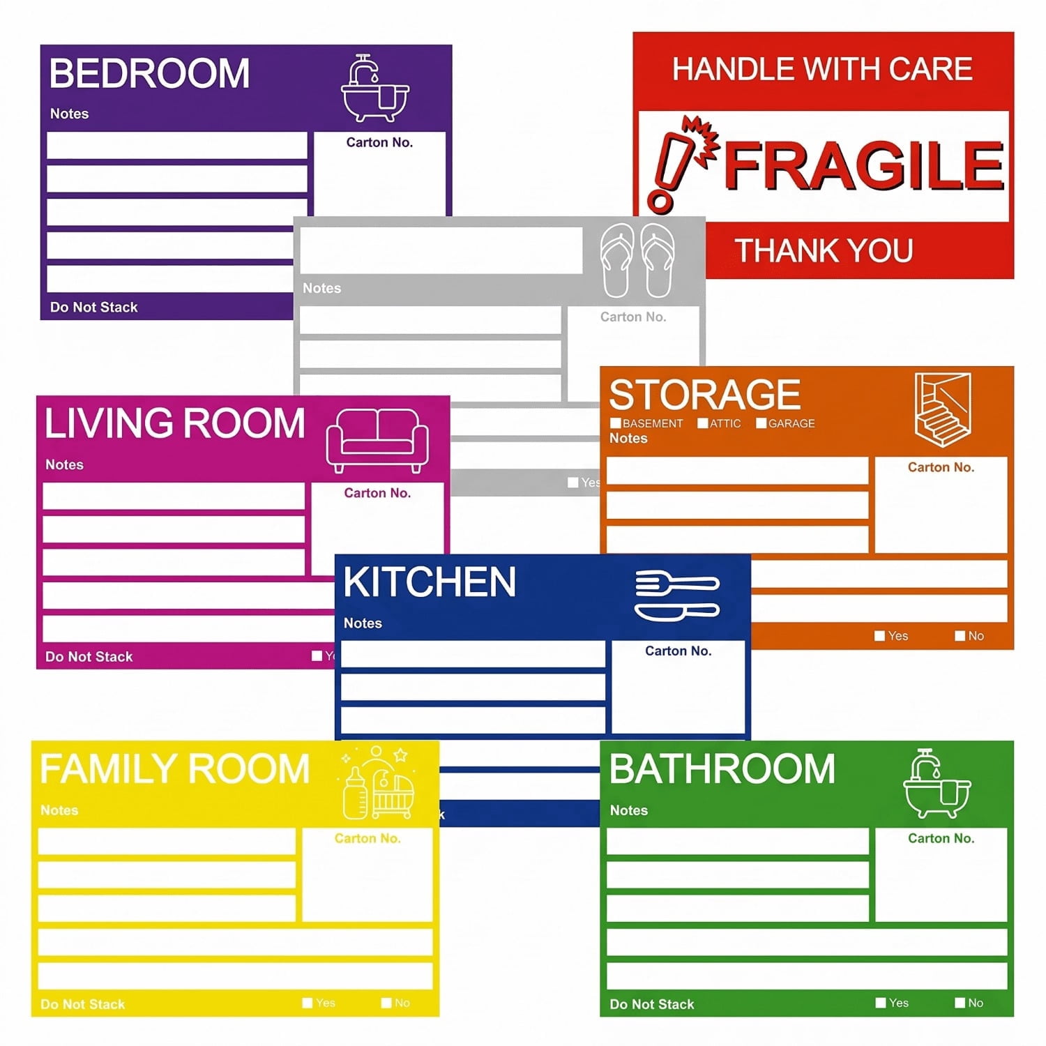 320 Pack 6×4 Inch Moving Box Labels, 8 Color-Coded Stickers plus Red ...