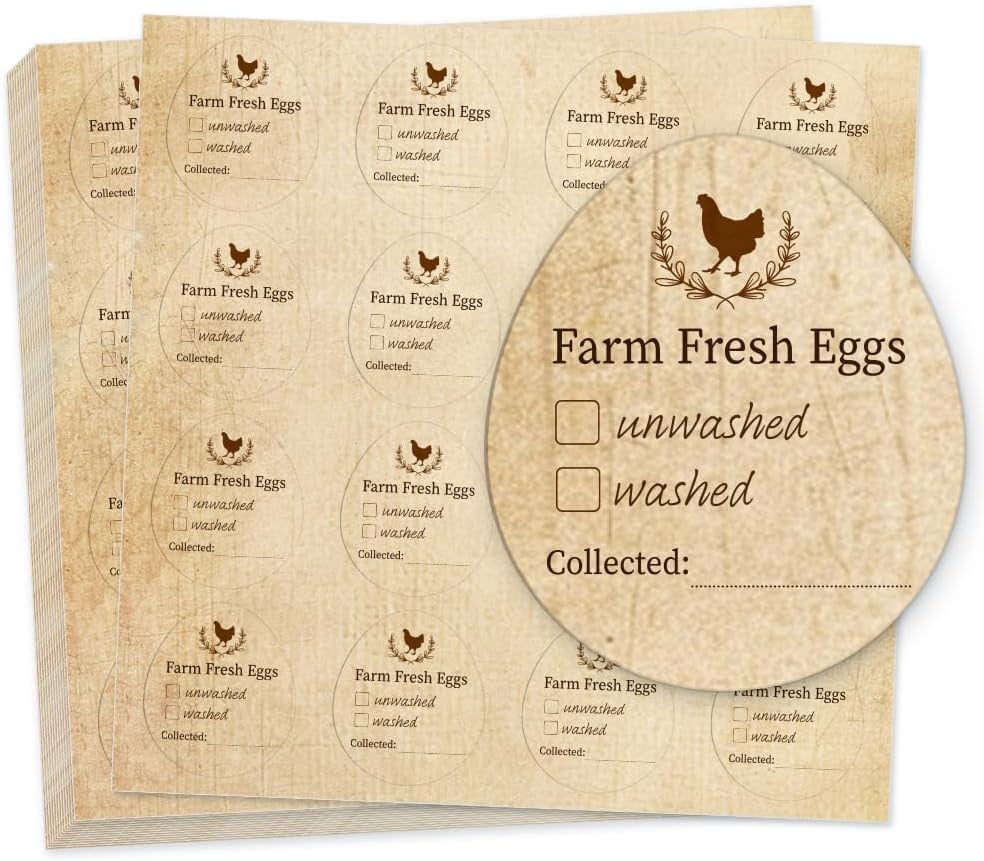 320 Pcs Egg Carton Labels Washed or Unwashed Egg Sticker Collected Date ...