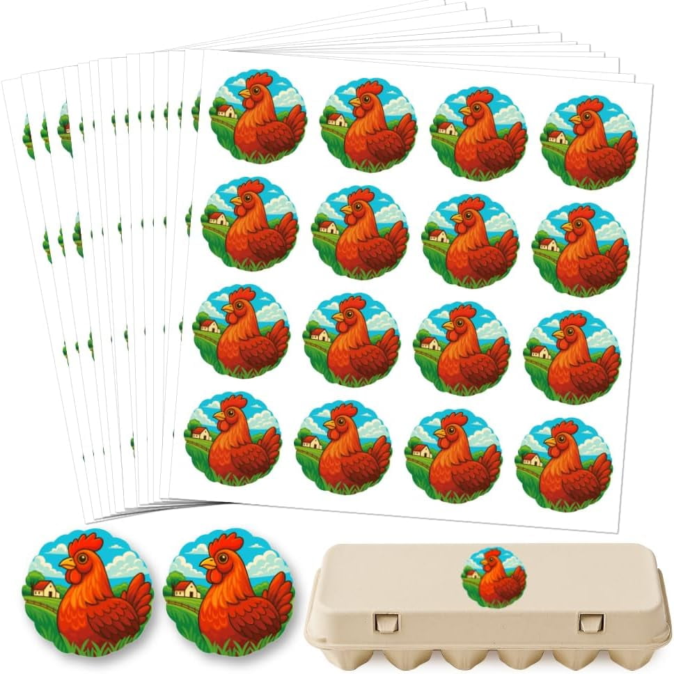 320 Pcs Farm Fresh Egg Carton Labels 2 Inch Colorful Chook Stickers ...