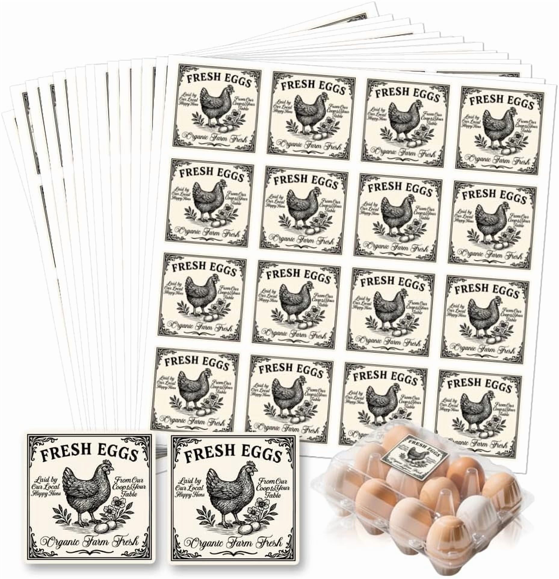 320 Pcs Farm Fresh Egg Carton Labels Square Fresh Chicken Egg Stickers ...
