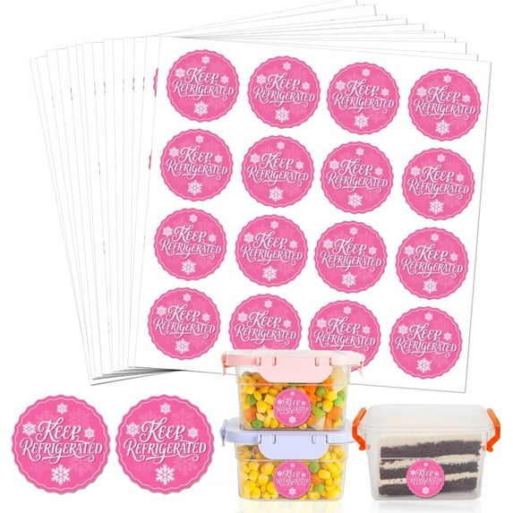 320 Pcs Keep Refrigerated Stickers Pink Refrigerated Stickers Round ...