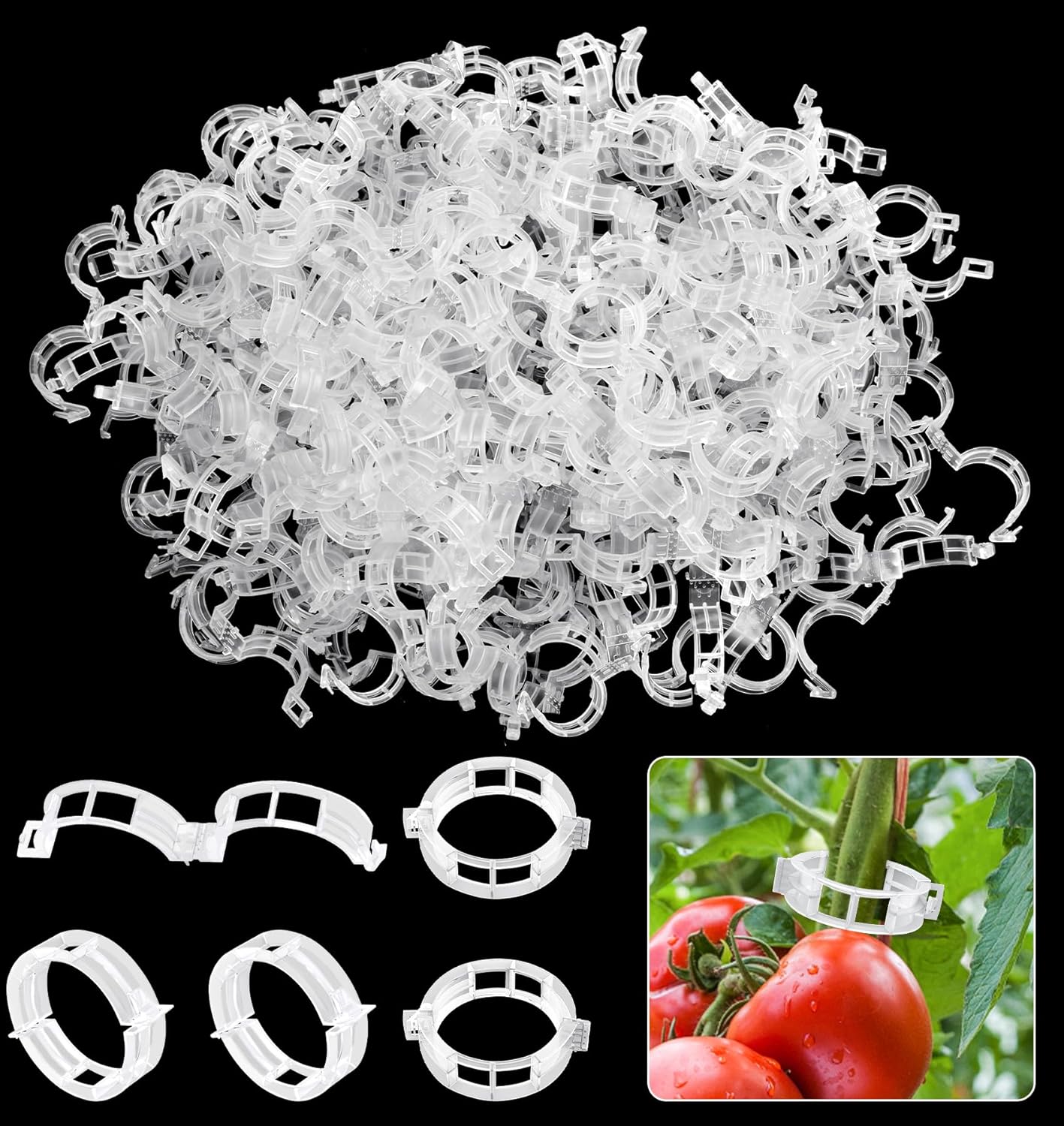 320 Pcs Plant Support Clips, Unves Plastic Garden Plant Tomato Clips ...