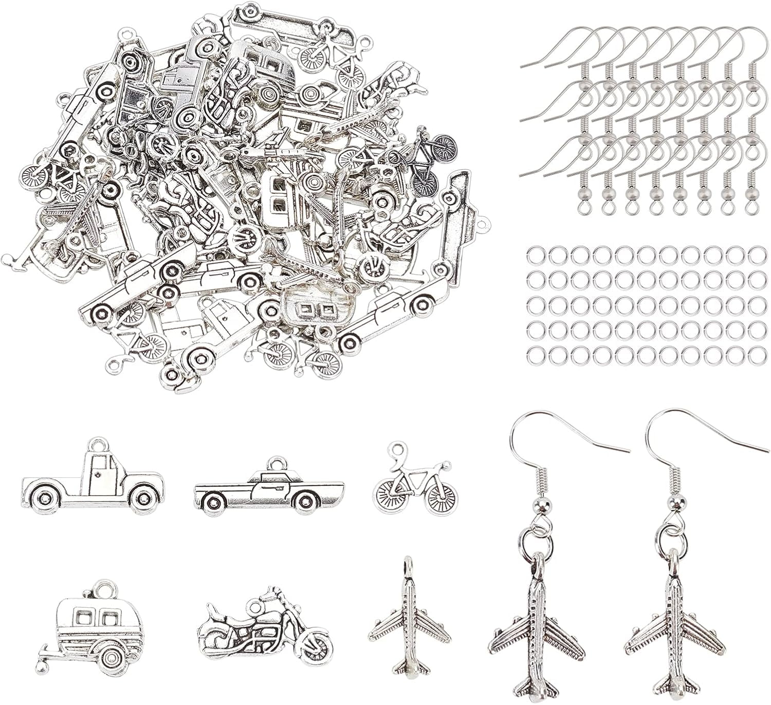 320 Pcs Vehicle Theme Earring Making Kit Alloy Charms Pendants Tibetan ...