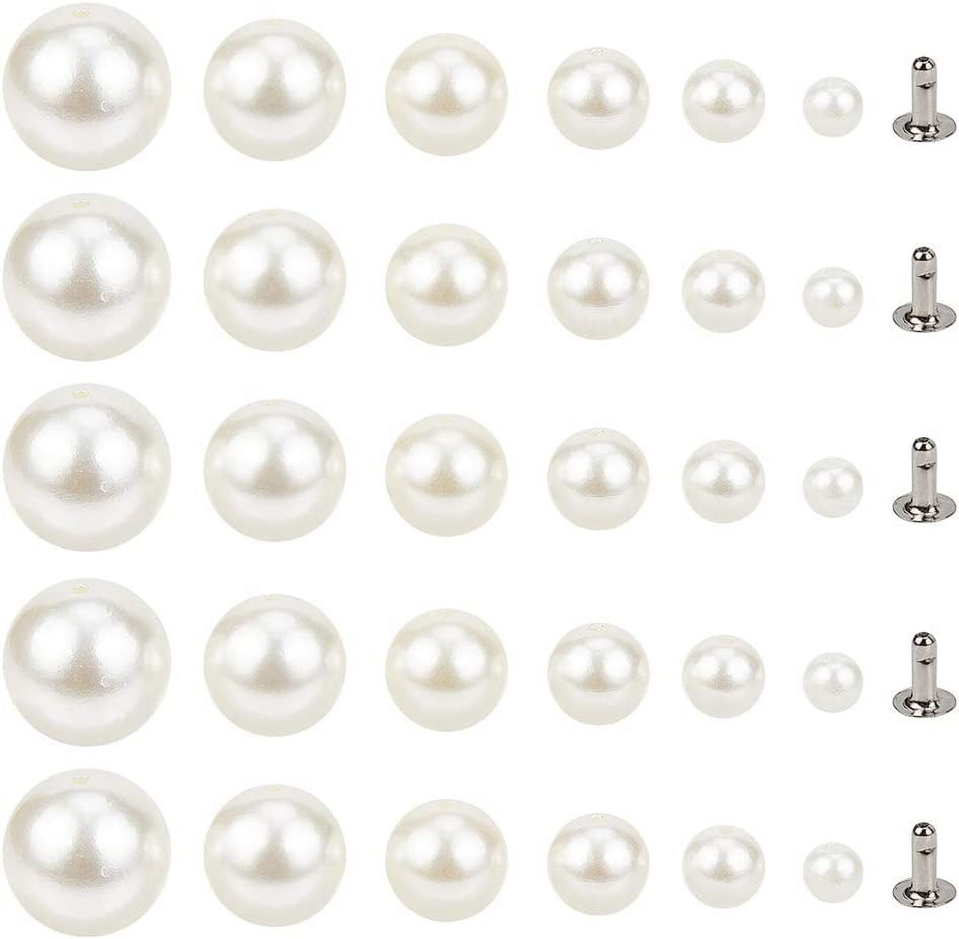 320 Sets ABS Plastic Imitation Pearl Rivet Studs 6 Different Sizes ...