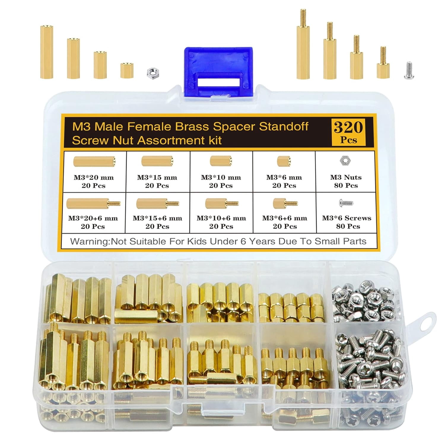 320 piece set 3 motherboard standoffs & screws & nuts set, hex male and ...