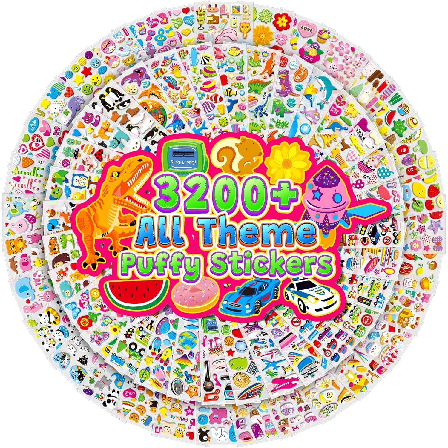 3200+ Stickers for Kids, 3D Puffy Sticker, 64 Different Sheets, Cute ...