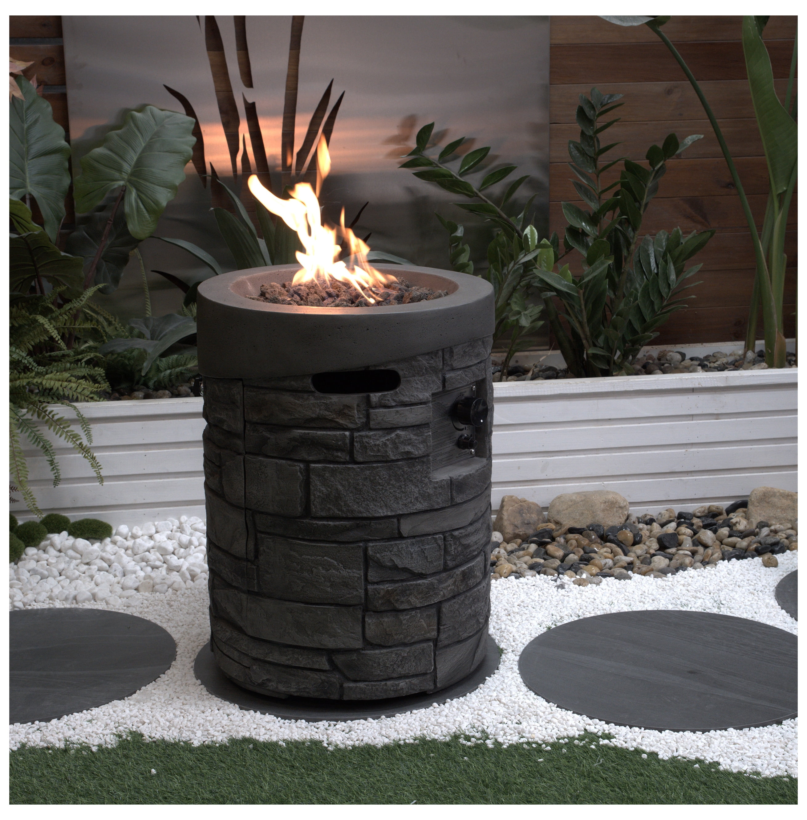 32000 BTU Outdoor Gas Fire Pit - 20 Inch CSA Certified Round Patio ...