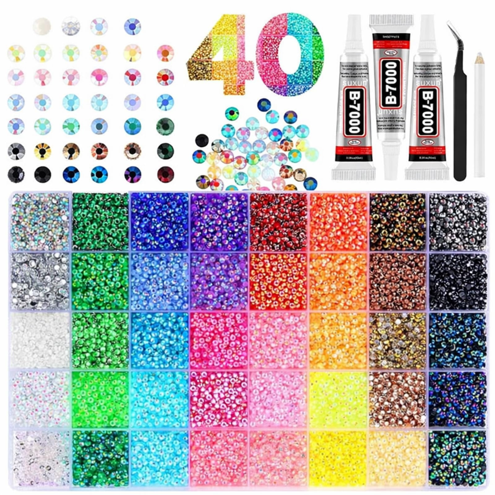 32000Pcs Colorful DIY Resin Rhinestone Kit for Bedazzling, 3mm Resin ...