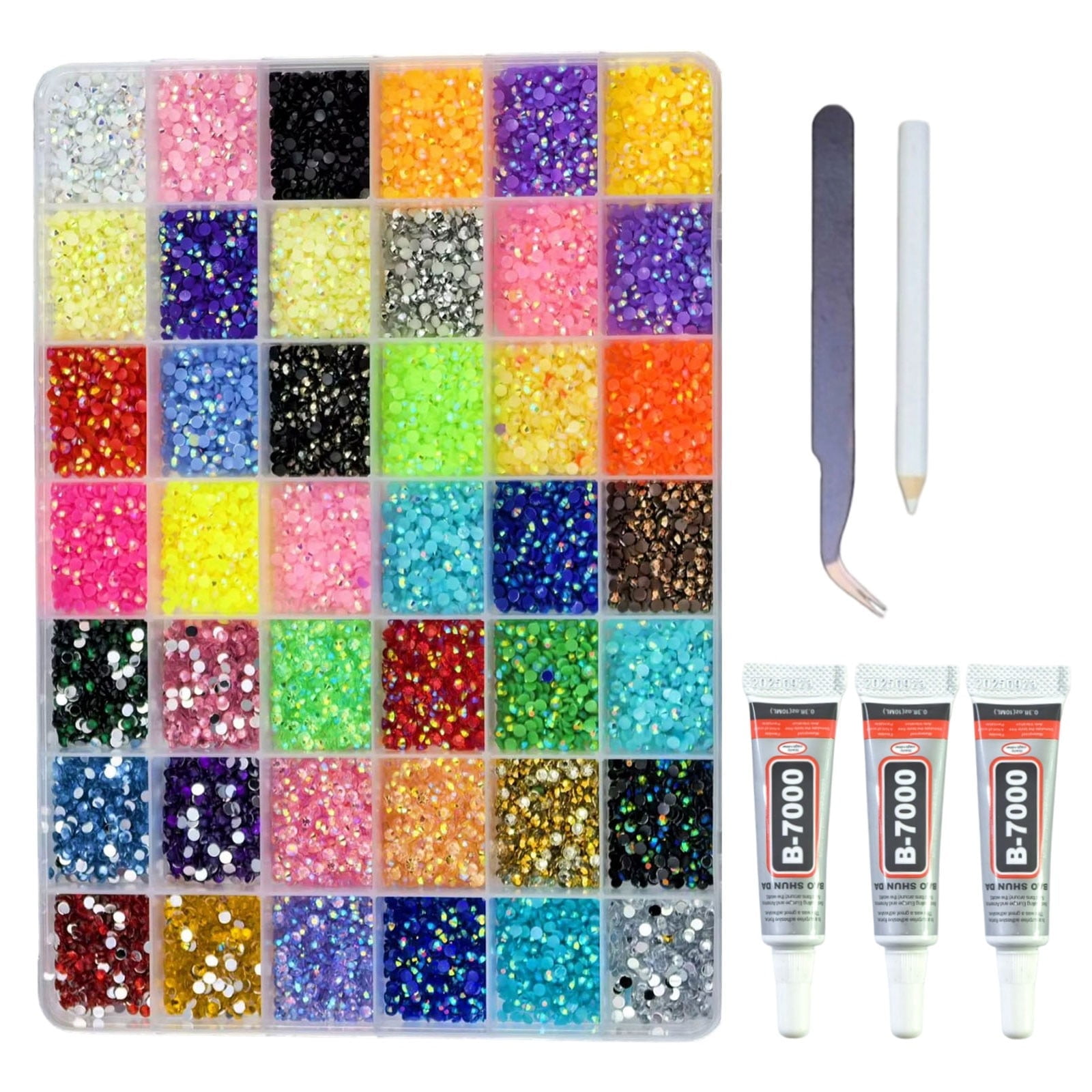 32000Pcs Nail Art Rhinestones, BetterJonny 42 Colors 3mm Round Nail ...